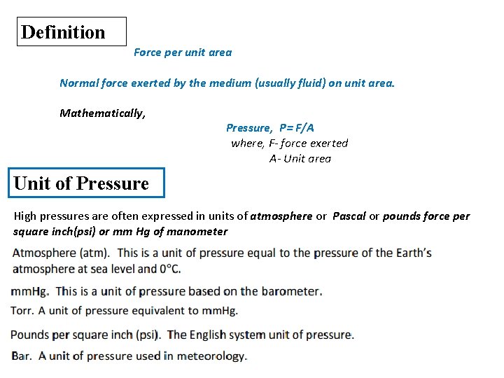 Pressure Measurement Syllabus 5 1 Definition Units of