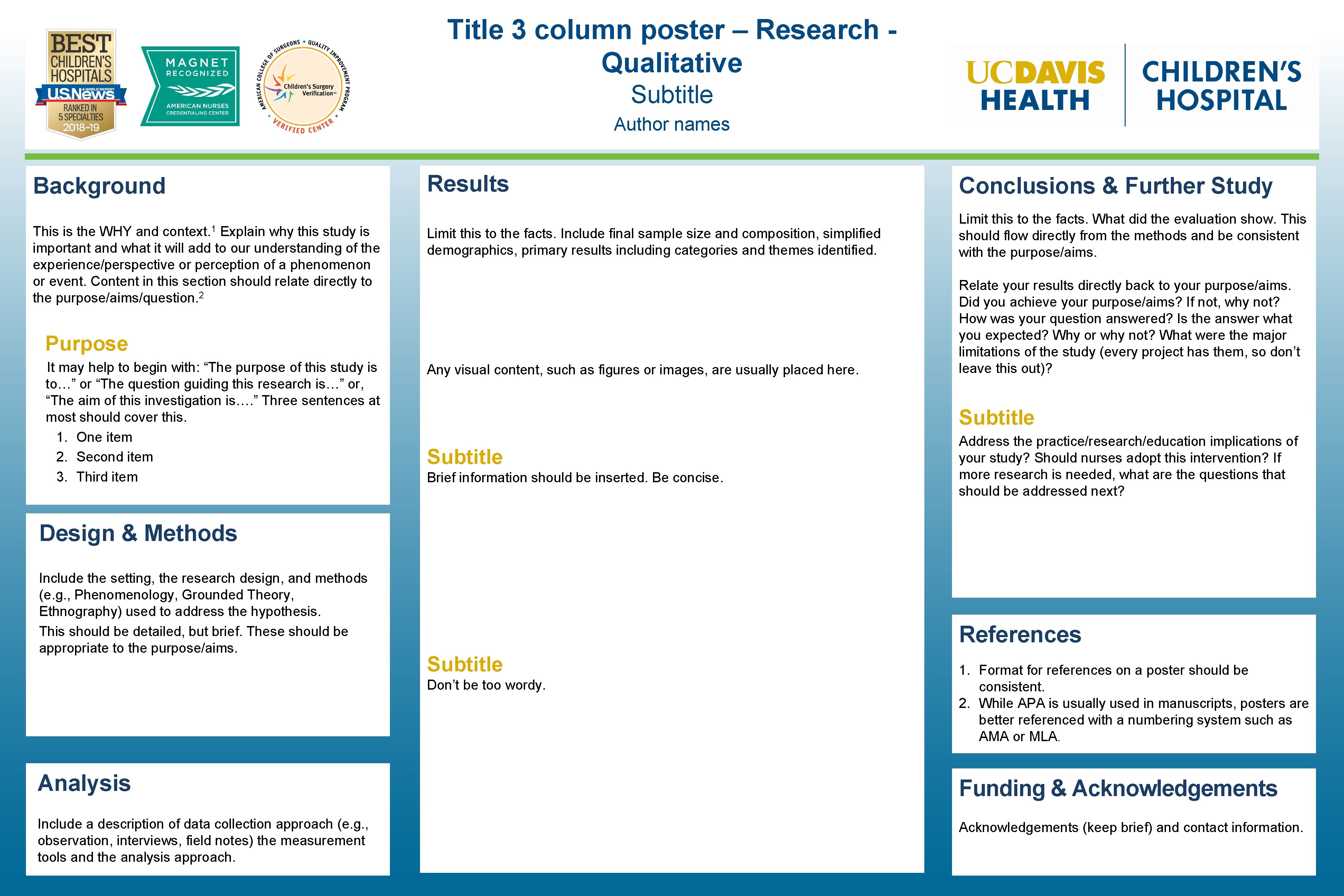 Title 3 column poster Research Qualitative Subtitle Author