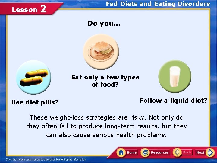 Lesson 2 Fad Diets and Eating Disorders Do