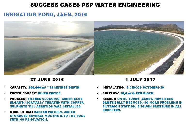 SUCCESS CASES PSP WATER ENGINEERING IRRIGATION POND JAN