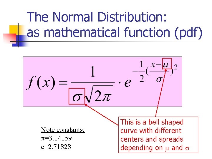 Examples of continuous probability distributions The normal and