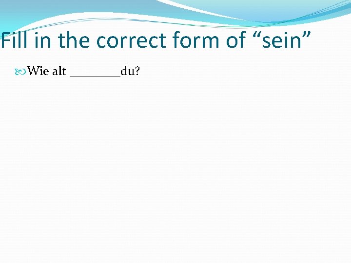 Review of haben sein Fill in the correct