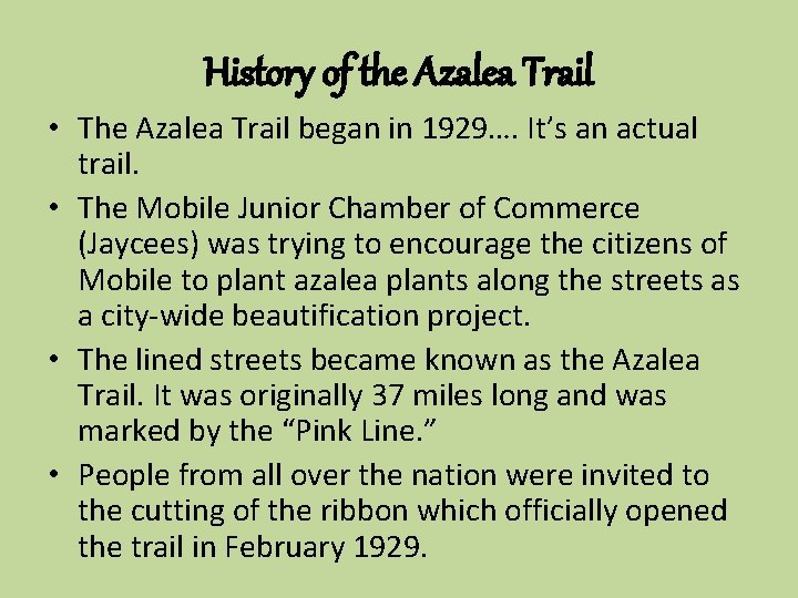 Mobile Azalea Trail History of the Azalea Trail