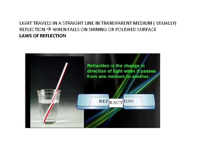 LIGHT TRAVELS IN A STRAIGHT LINE IN TRANSPARENT