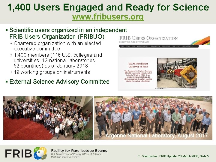 Facility for Rare Isotope Beams Update Thomas Glasmacher