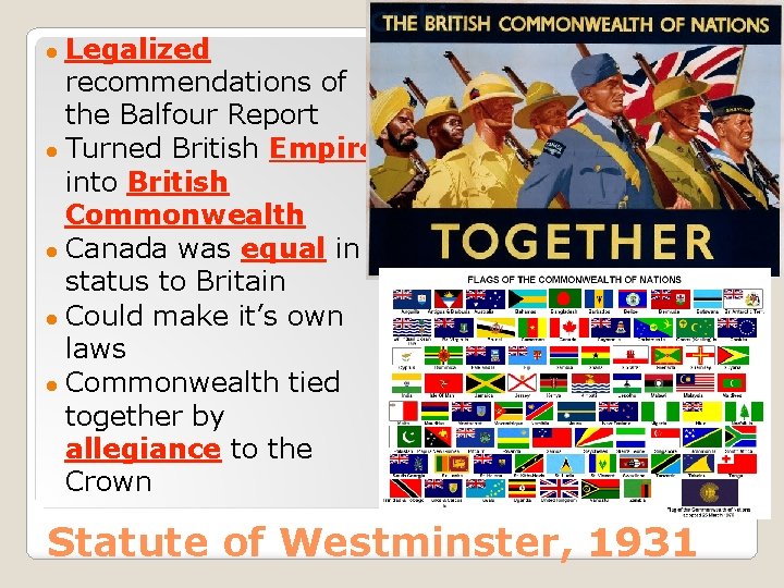 Canada Enters the 1920s Growing Independence Slides originally