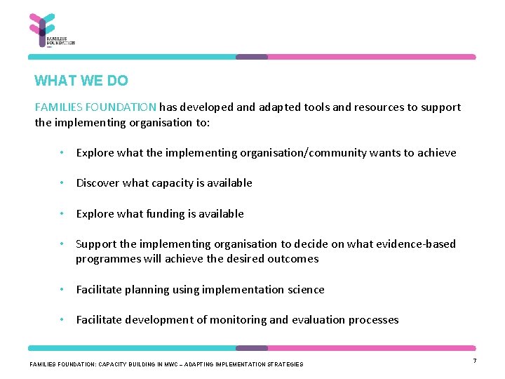 FAMILIES FOUNDATION Capacity Building in Majority World Countries