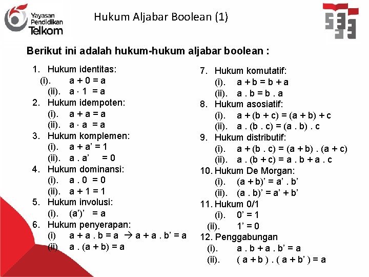 Logika dan Sistem Digital ALJABAR BOOELAN Tujuan Perkuliahan