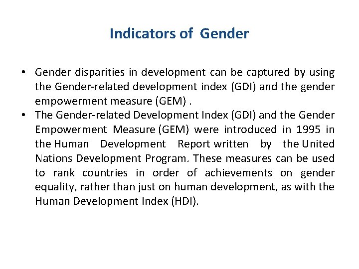 Women in Development Gender and Development Madiha Rauf