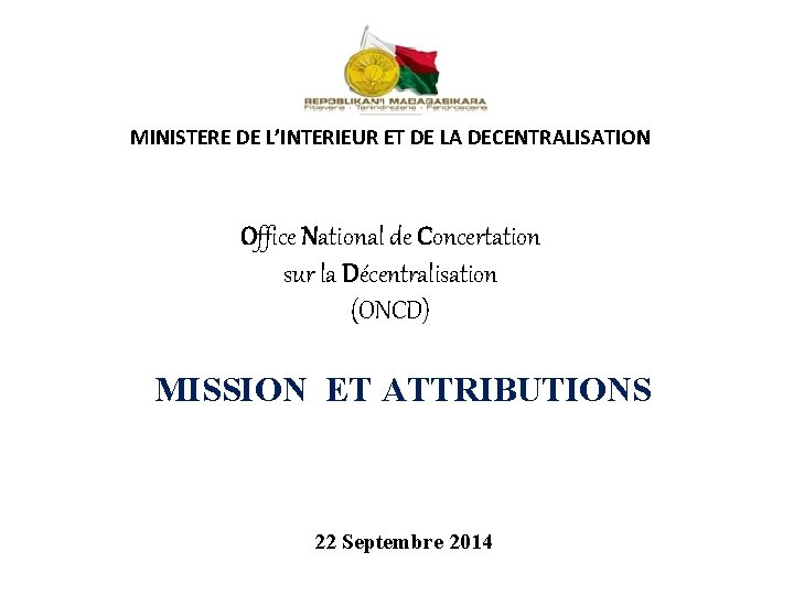 MINISTERE DE LINTERIEUR ET DE LA DECENTRALISATION Office