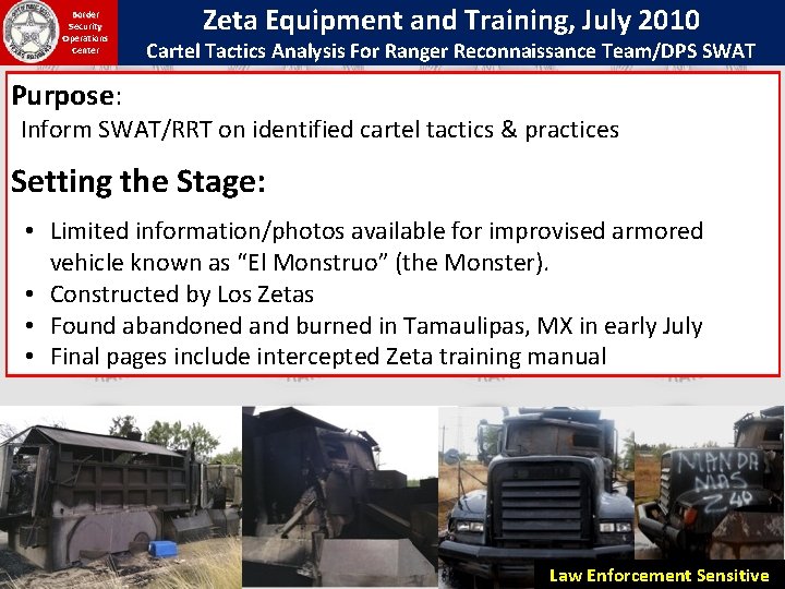 Border Security Operations Center Zeta Equipment and Training