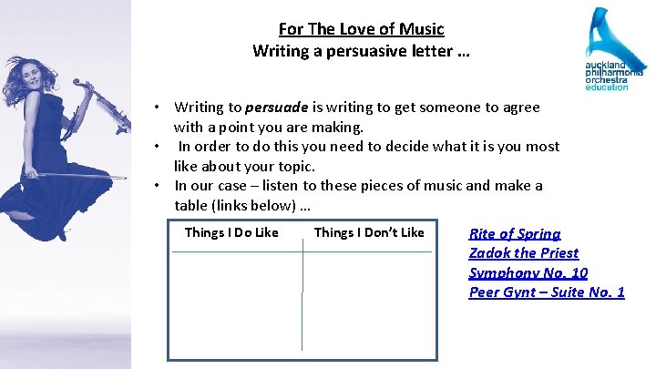 For The Love of Music Writing a persuasive