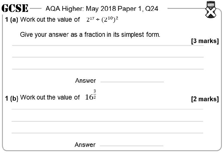 Indices Mixed Higher GCSE Questions AQA These questions