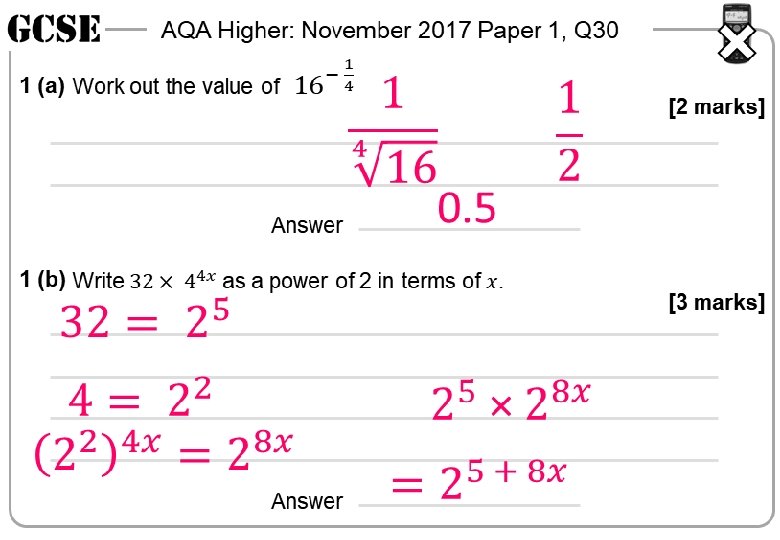Indices Mixed Higher GCSE Questions AQA These questions