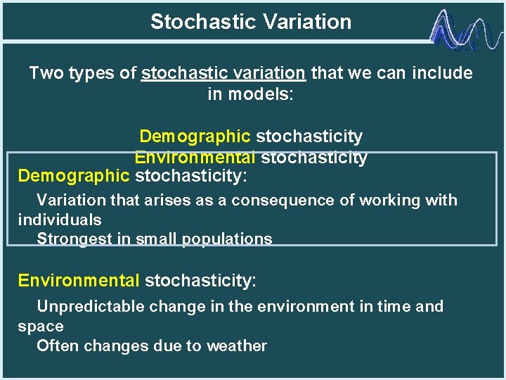 FW 364 Ecological Problem Solving Population Variation October