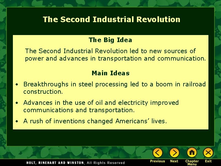 Chapter 19 The Industrial Age Section Notes The