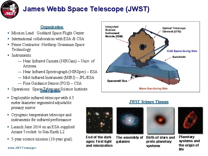 James Webb Space Telescope JWST Project Status for