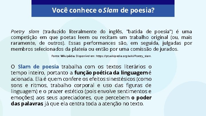 A fora das palavras Slam Do CMSP Componente