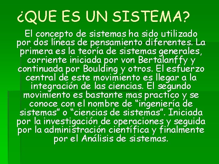 QUE ES UN SISTEMA ELEMENTOS DE UN SISTEMA