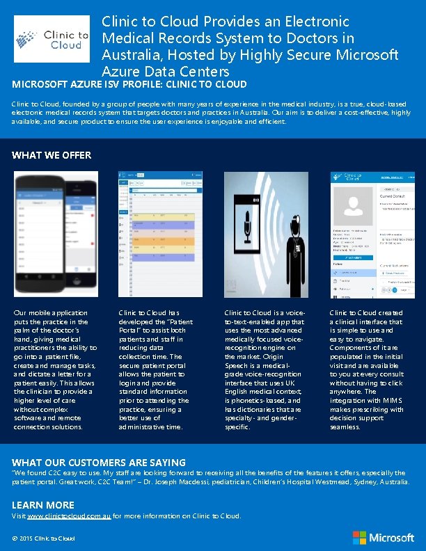 Clinic to Cloud Provides an Electronic Medical Records