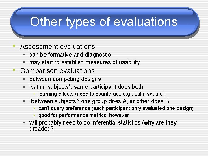 Chapter 27 Variations and more complex evaluations Evaluation