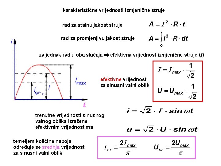 IZMJENINE STRUJE Osnovne veliine l trenutna vrijednost induciranog