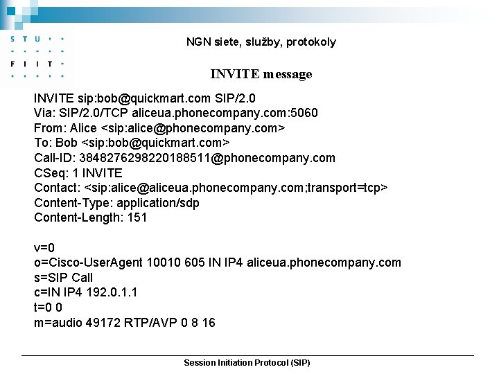 NGN siete sluby protokoly Introduction to SIP protocol