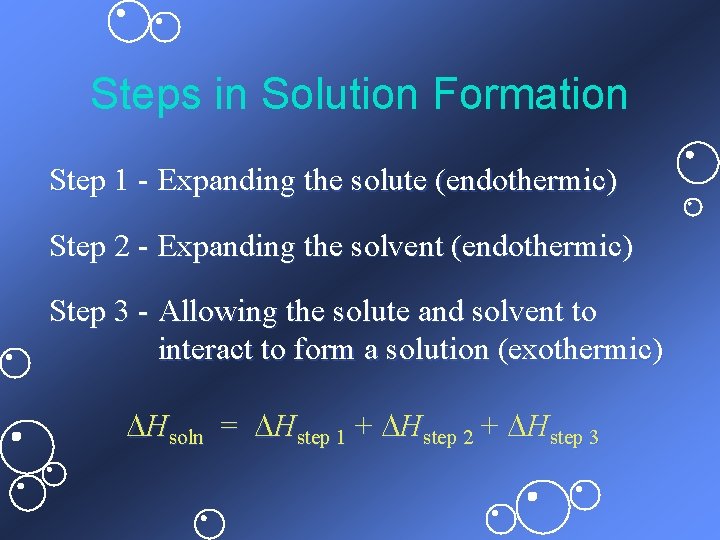 Solutions the components of a mixture are uniformly