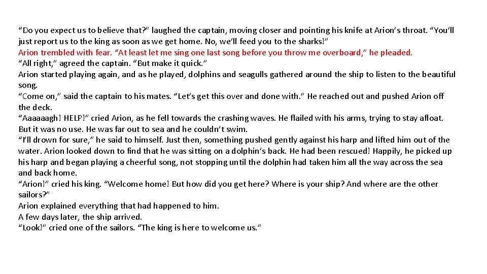 Dolphin Boy The story of Arion There was