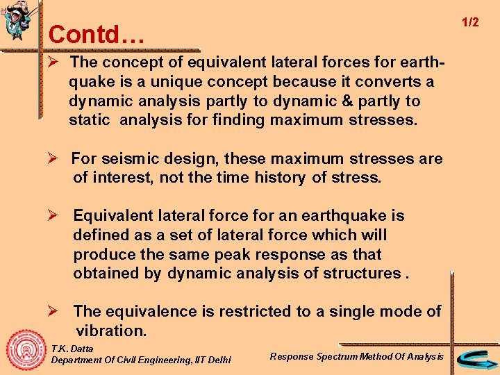 Chapters 5 6 Chapter 5 RESPONSE SPECTRUM METHOD