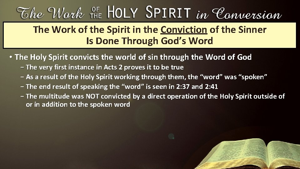Lesson 6 The Work of the Holy Spirit