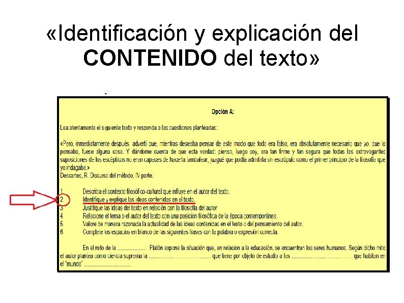 Identificacin y explicacin del CONTENIDO del texto Criterios