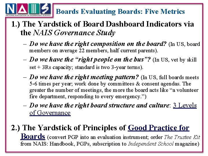 Evaluation Boards Heads Administrators Faculty and the School
