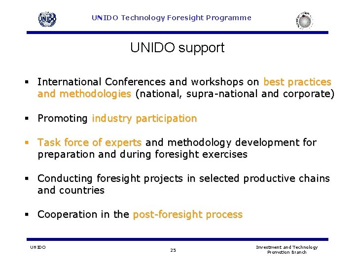 UNIDO Technology Foresight Programme Foresight for developing countries