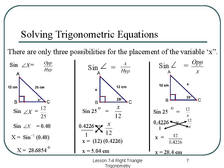 Learning 4 Right Triangle Trigonometry Lesson 7 4