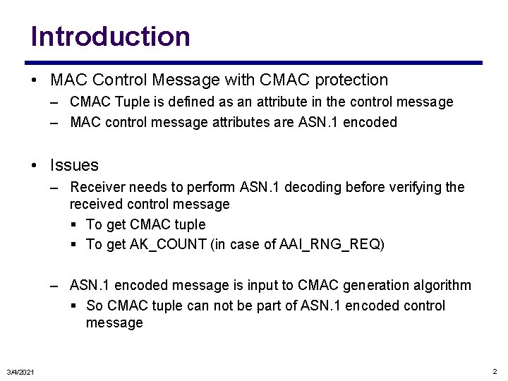 CMAC Control Message IEEE 802 16 Presentation Submission