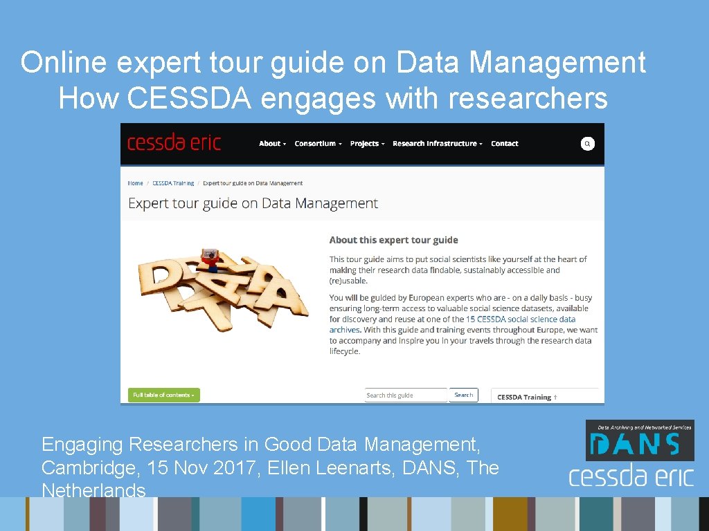 Online expert tour guide on Data Management How