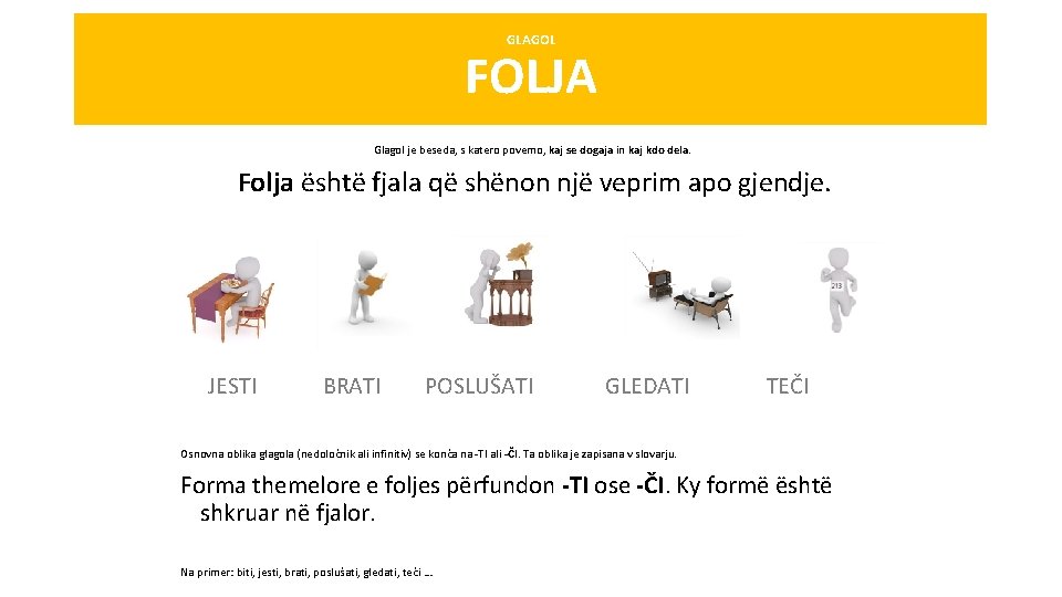GLAGOL FOLJA Glagol je beseda s katero povemo
