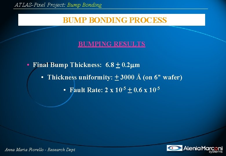 ATLASPixel Project Bump Bonding ATLAS BUMP BONDING PROCESS