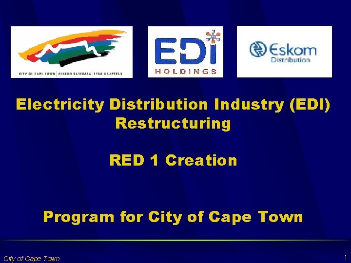 Electricity Distribution Industry EDI Restructuring RED 1 Creation