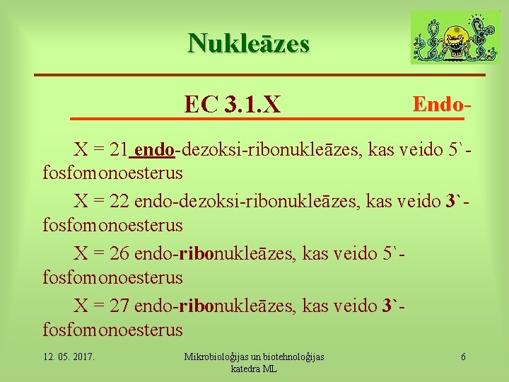 Molekulrs metodes mikrobioloij Teorija 5 Restrikcijas enzmi 2016