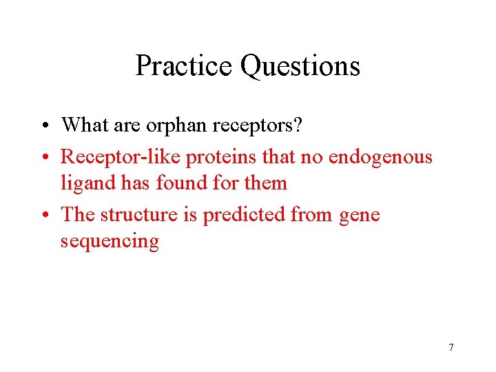 59 291 Section 1 Lecture 8 Receptor Classification