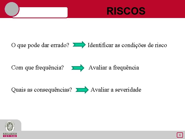 ANLISE DE PERIGOS E RISCOS For the benefit