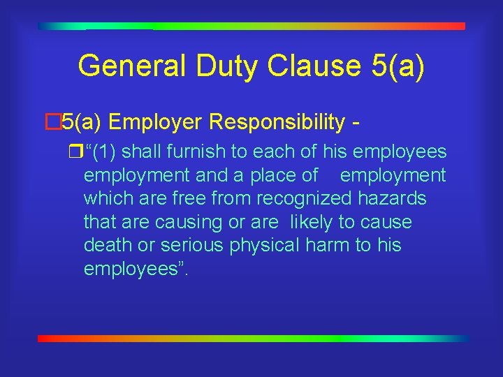 Introduction to OSHA Occupational Safety and Health Administration