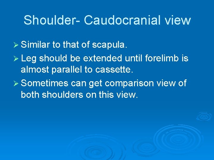 Small Animal Forelimb Ch 13 Scapula Two methods