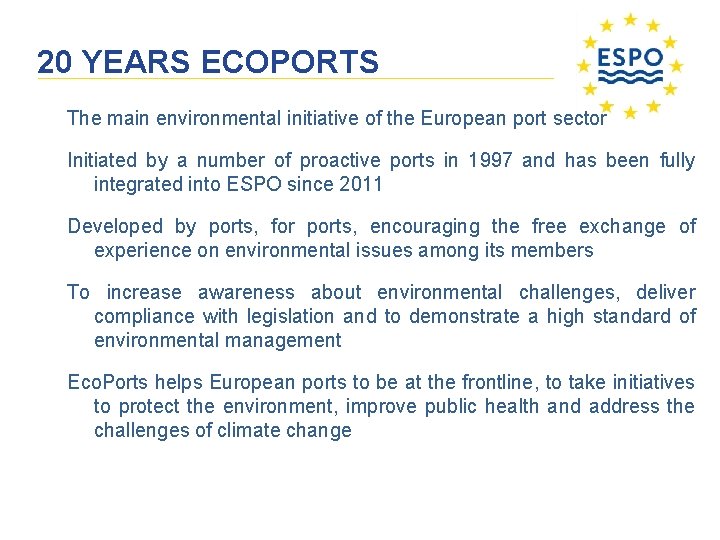 Eco Ports contribution in facing the environmental challenges