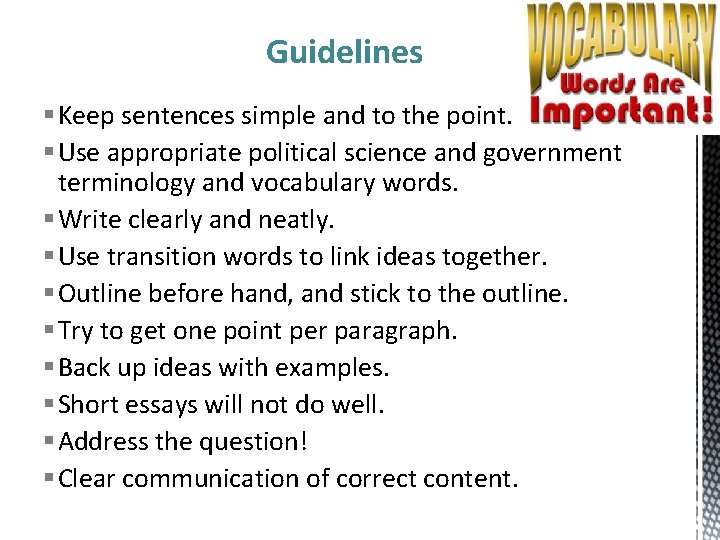 All essays are graded using a grading rubric