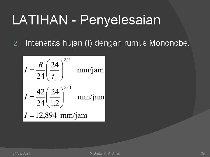 ASPEK HIDROLOGI DRAINASE PERKOTAAN M Baitullah Al Amin