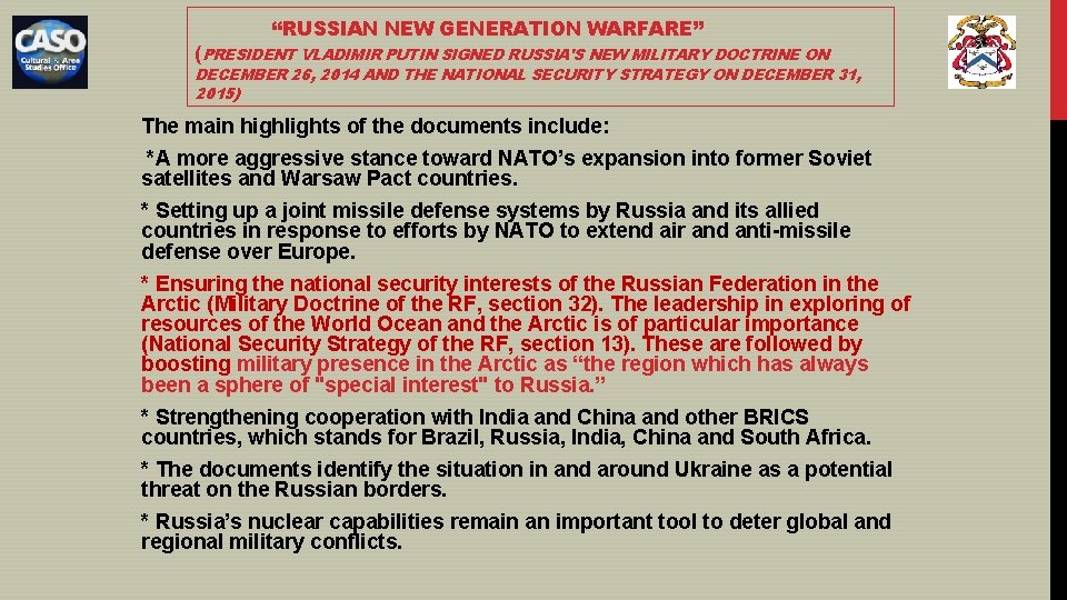 28 October 2020 RUSSIAN NEW GENERATION WARFARE PRESIDENT