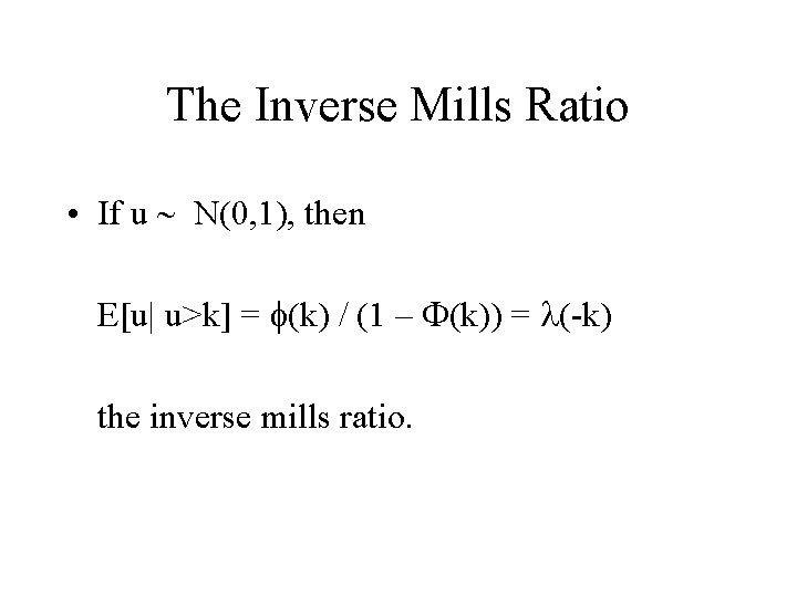 The Roy Model The Roy Model Village economy